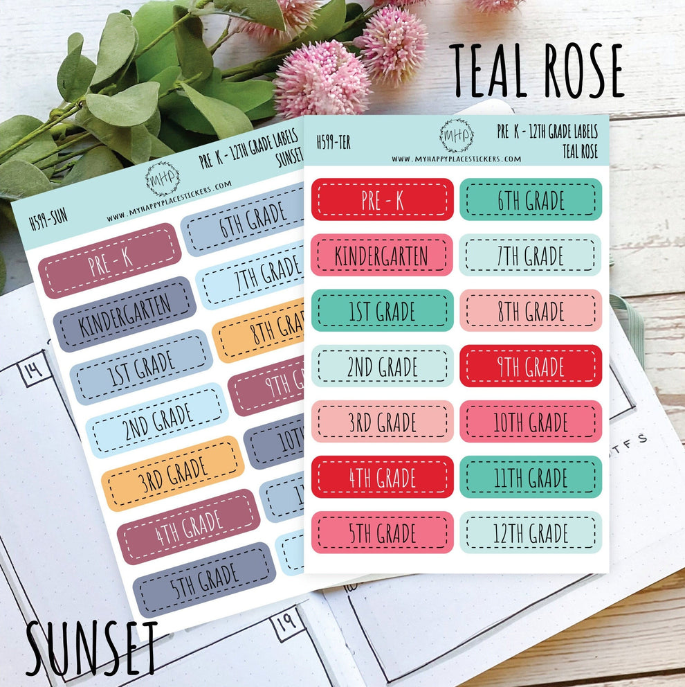 Pre-K to 12th Grade Labels || H599 – My Happy Place Stickers